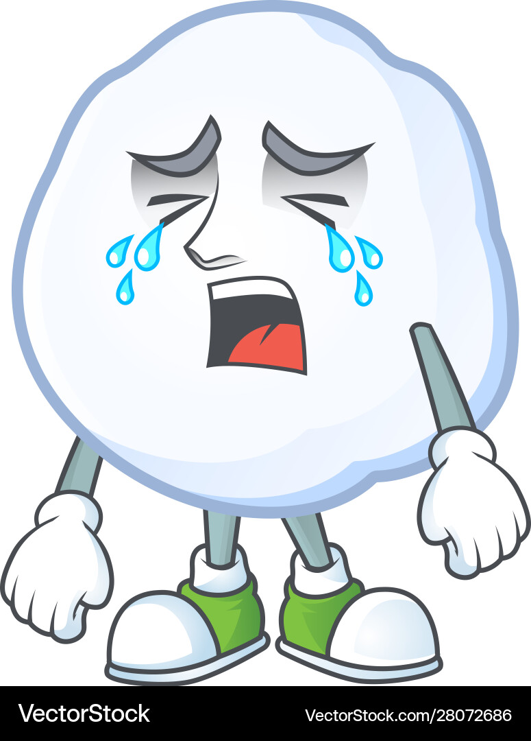 Sad crying snowball cartoon character design style