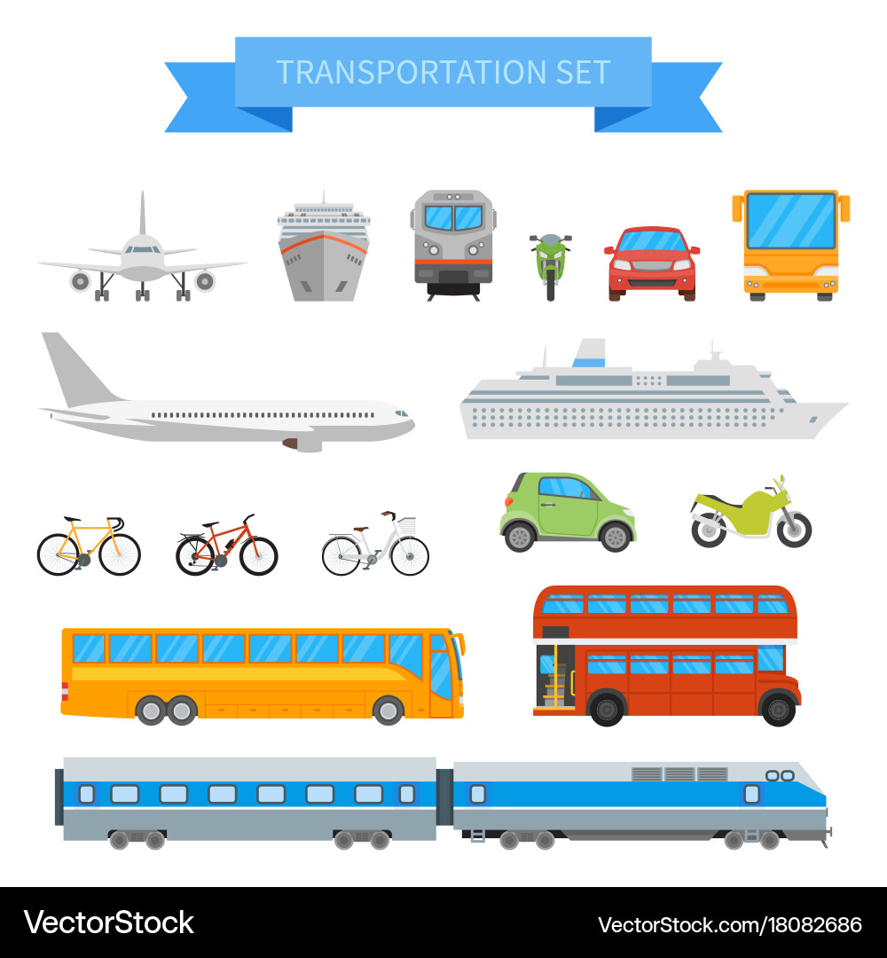 Set of different transportation vehicles Vector Image