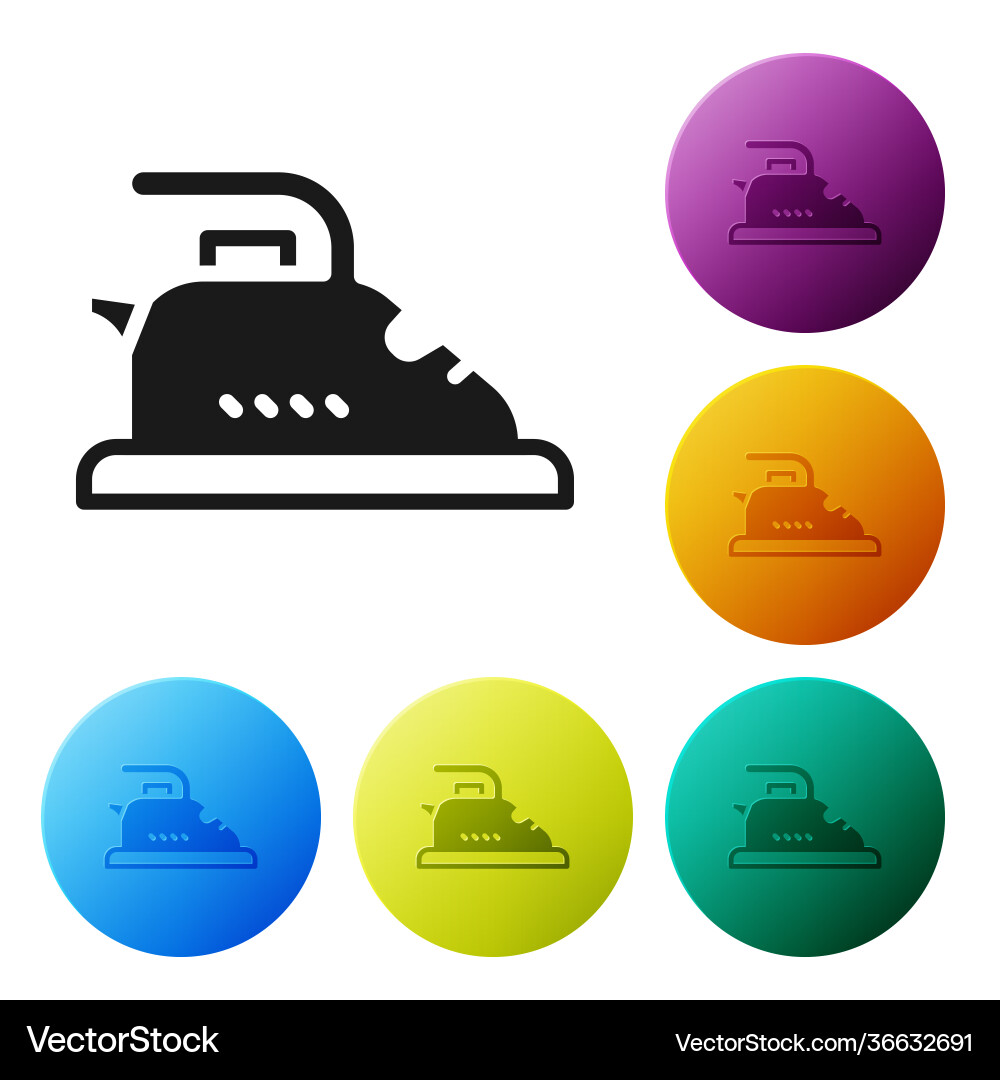 Black electric iron icon isolated on white Vector Image