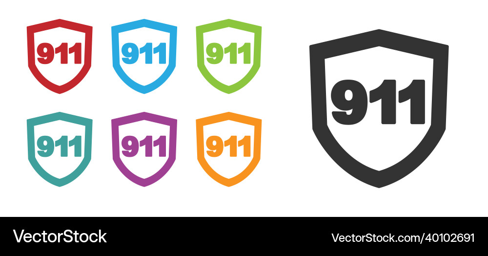 Black telephone with emergency call 911 icon Vector Image