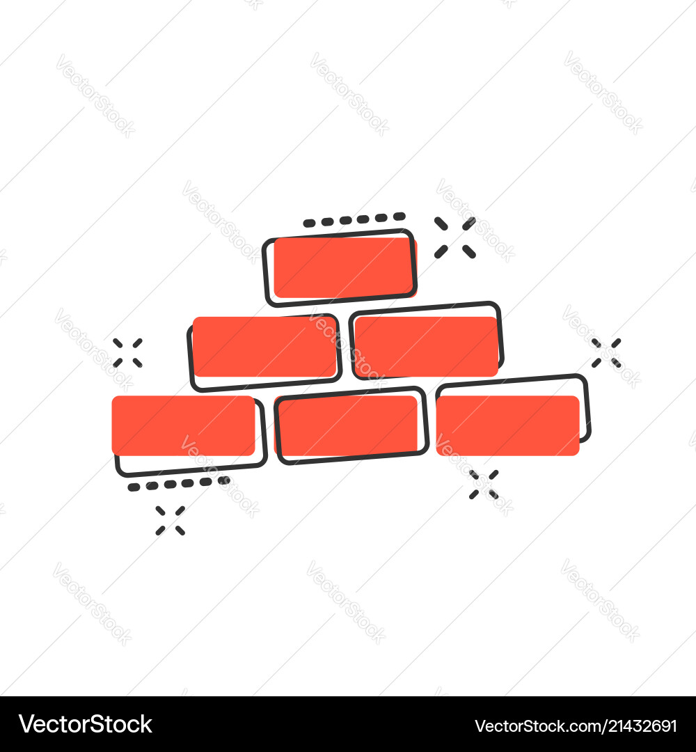 Cartoon wall brick icon in comic style sign Vector Image