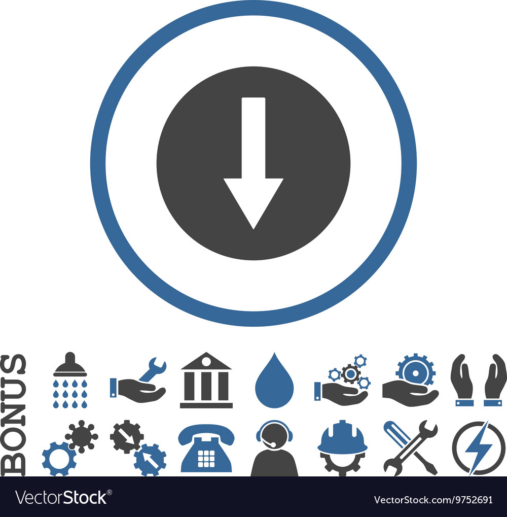 Down rounded arrow flat rounded icon Royalty Free Vector