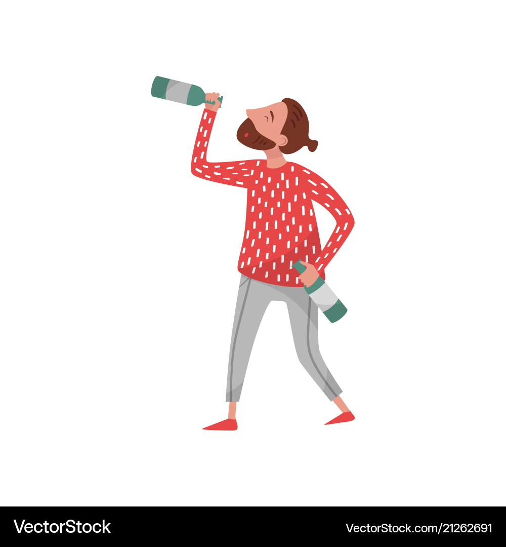 Drunk hipster young man cartoon character guy Vector Image