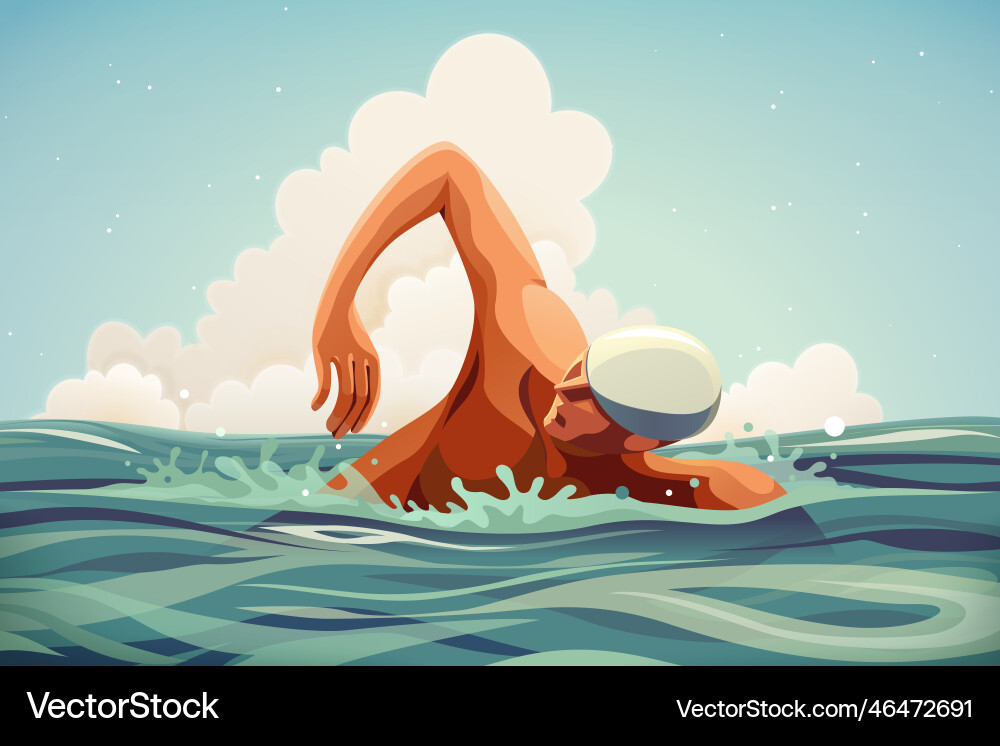 Freestyle swimming in open water Royalty Free Vector Image