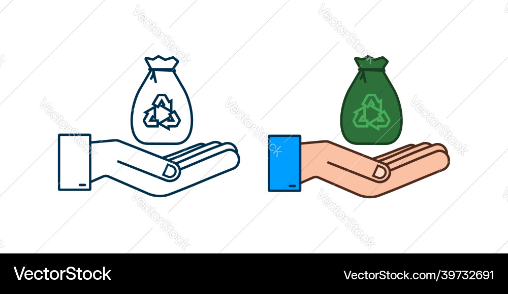 Garbage bag in hands icon trash stock Royalty Free Vector