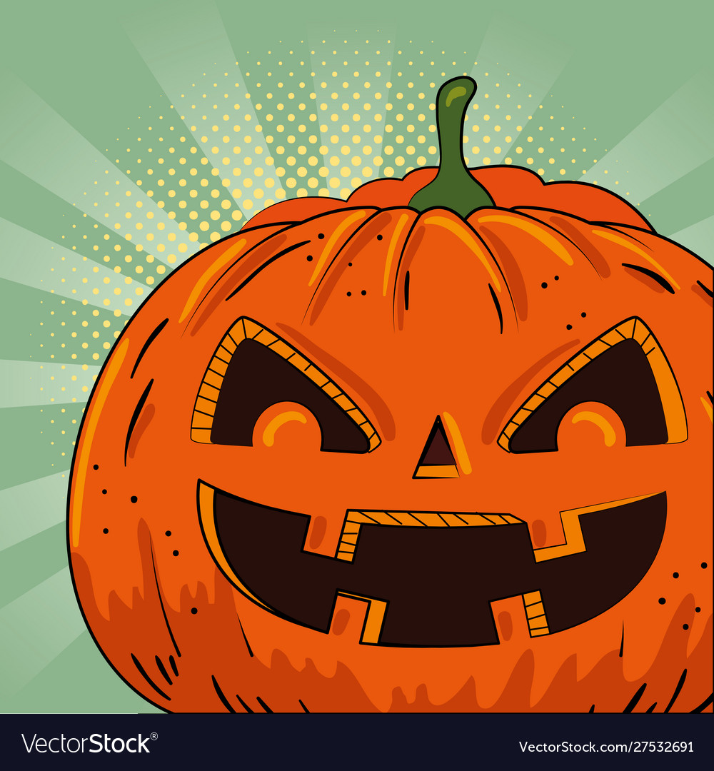 Halloween pumpkin pop art style Royalty Free Vector Image