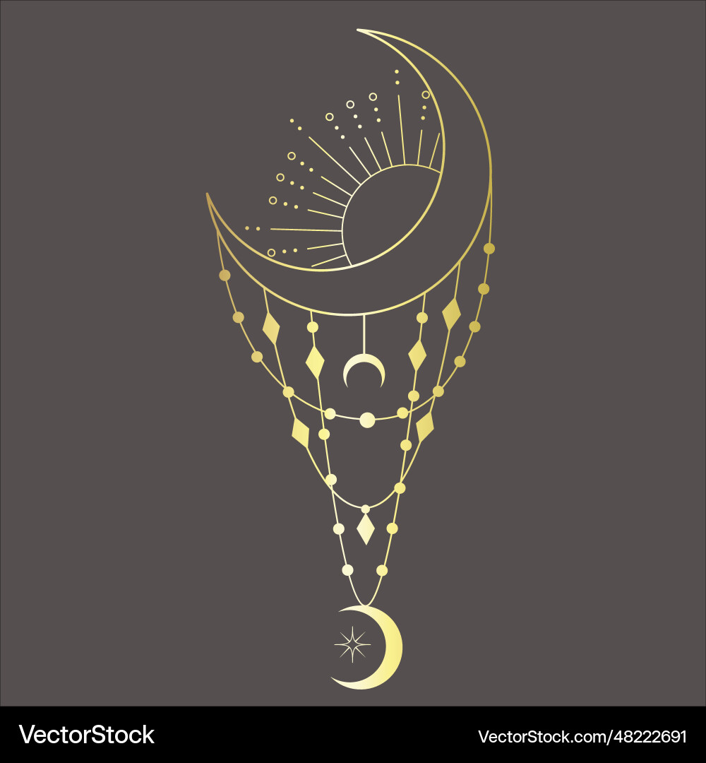 Line art design with crescent on the dark Vector Image