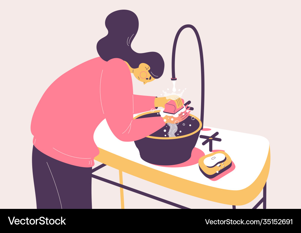 Ocd woman cleaning hands obsessive compulsive Vector Image