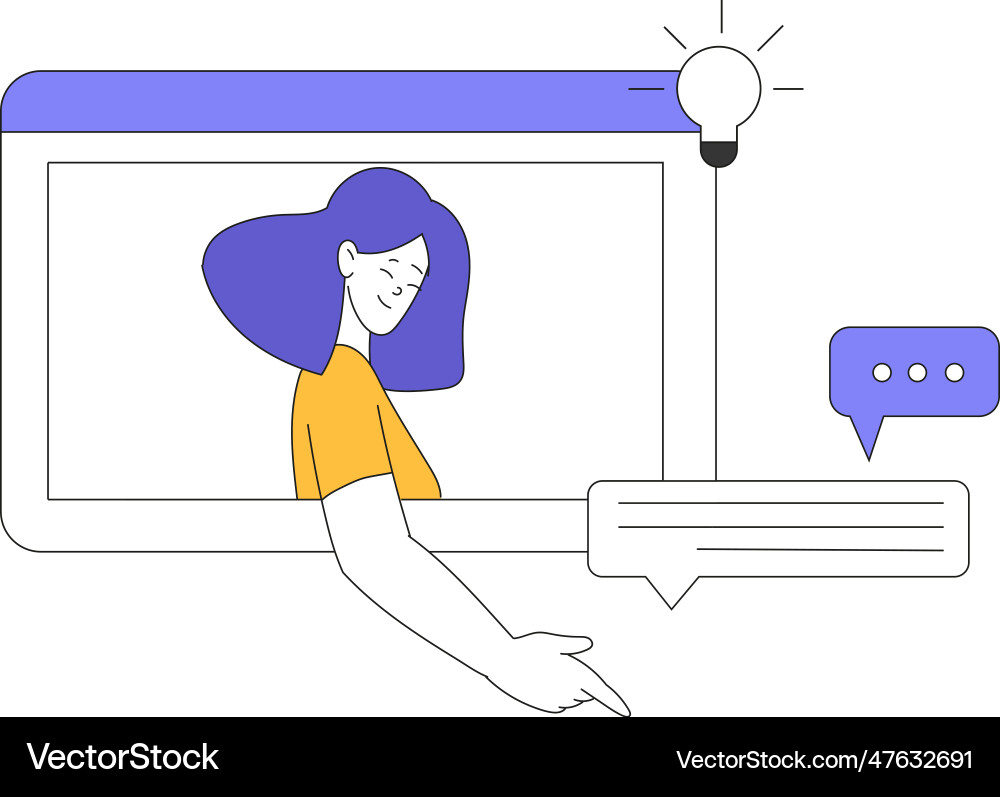 Remote communication with woman character engaged Vector Image