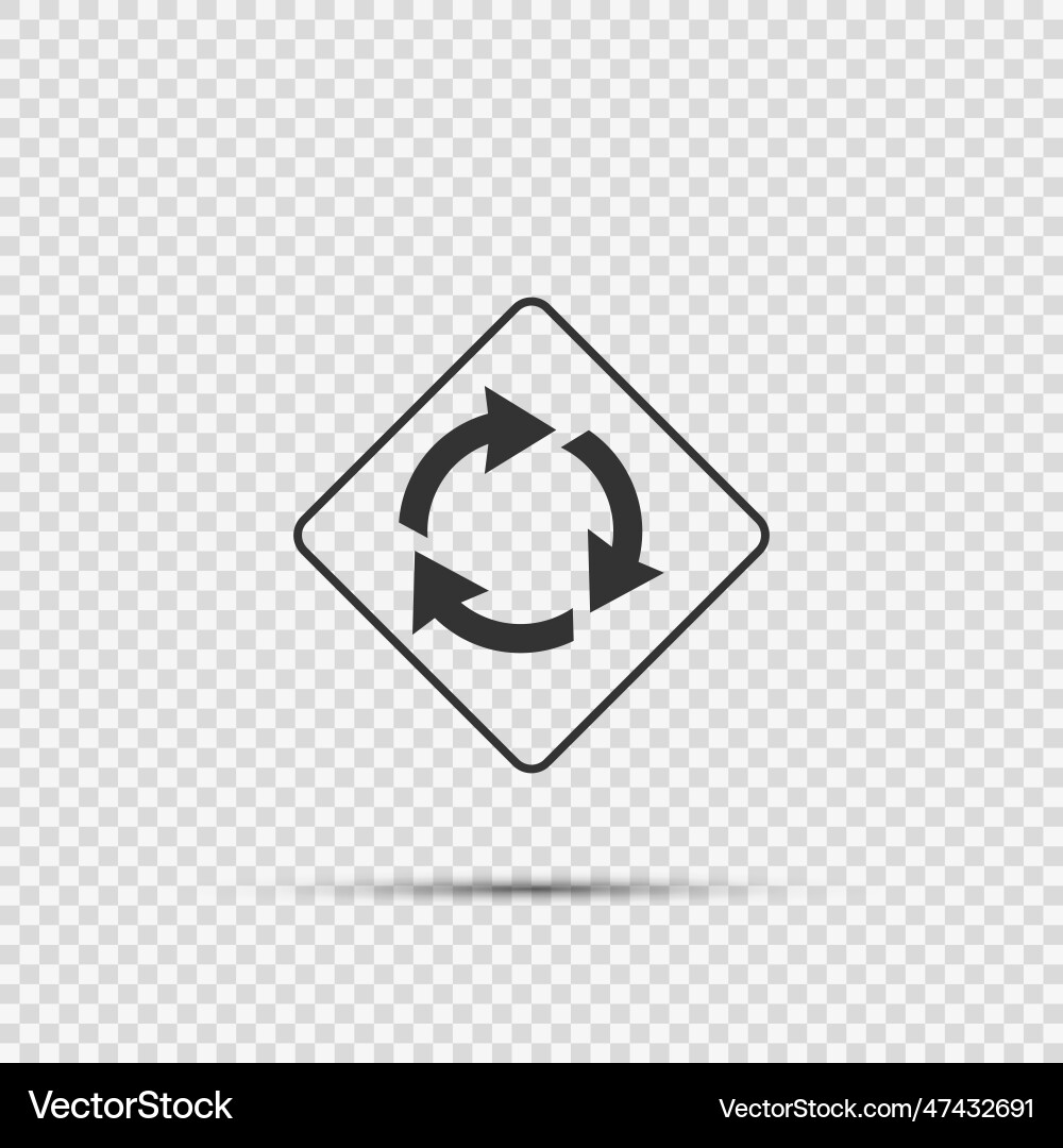 Roundabout ahead sign on transparent background Vector Image