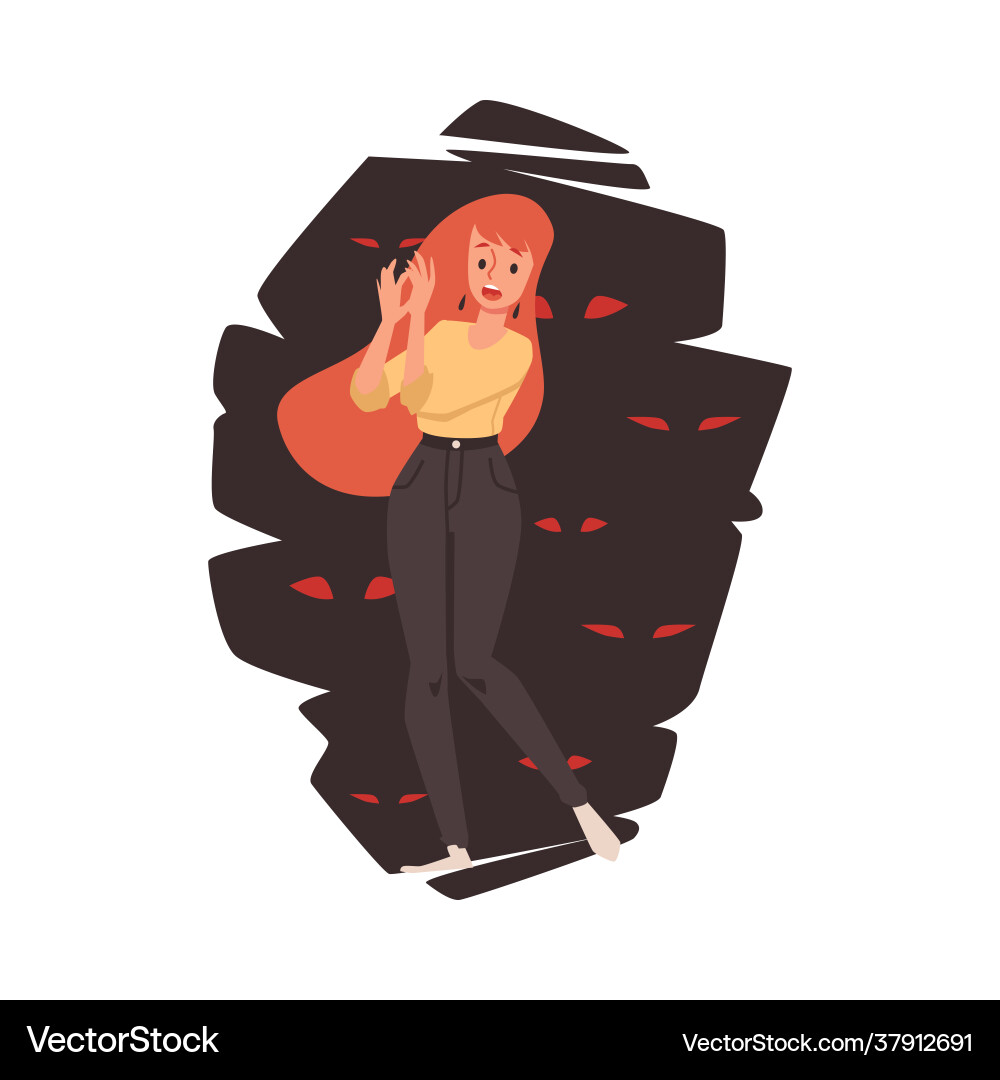 Scared young woman with expression fear and panic Vector Image