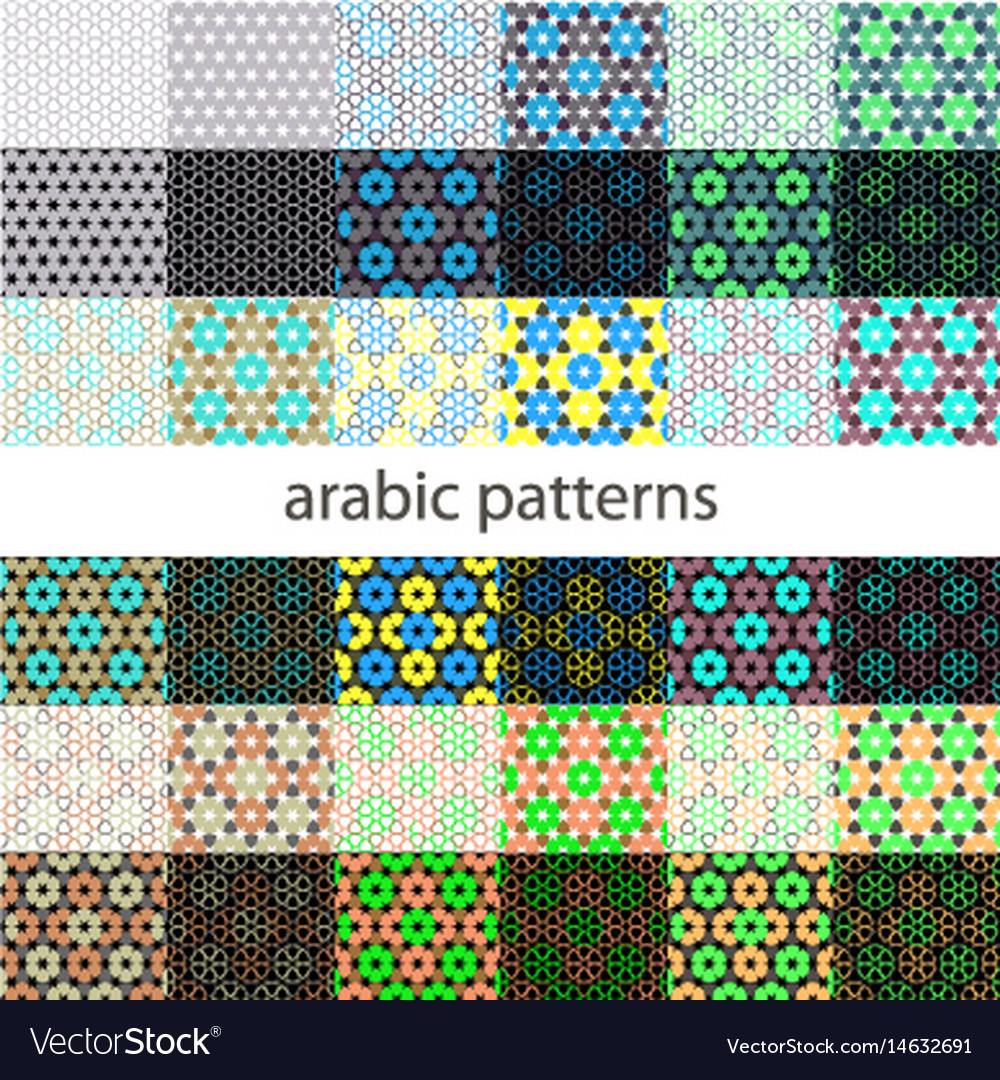 Set arabic background with seamless pattern Vector Image