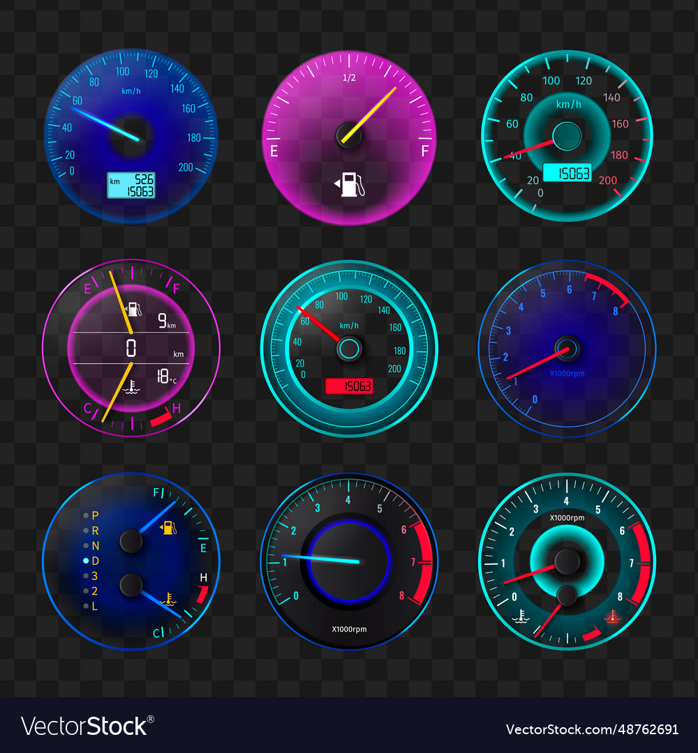Speedometer realistic set Royalty Free Vector Image