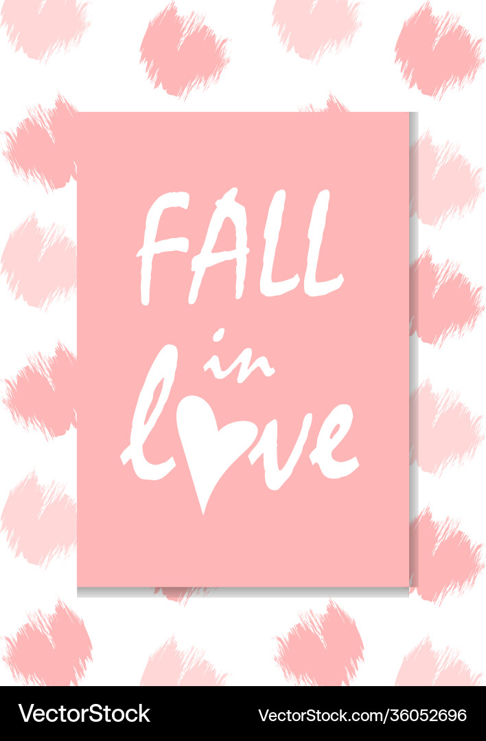 Fall in love lettering pink valentines day Vector Image