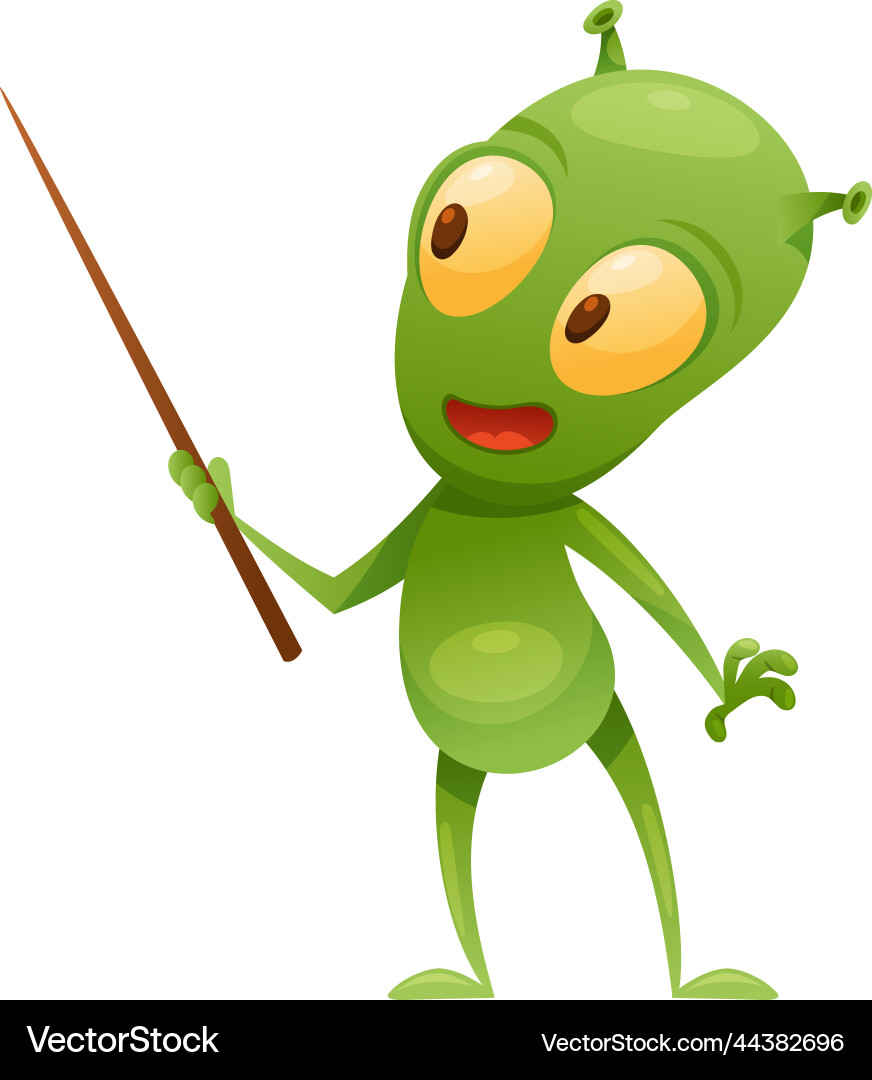 Funny green alien character with big eyes Vector Image
