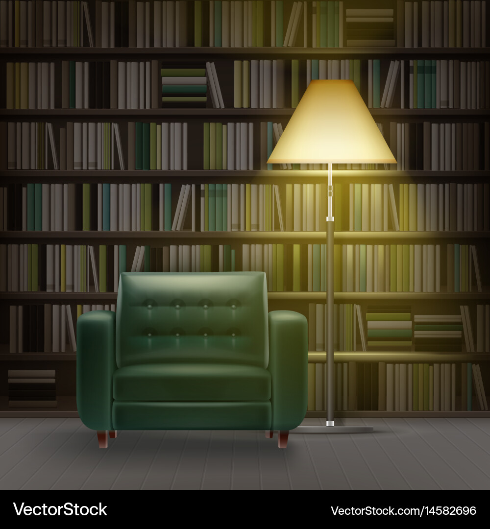 Home library interior Royalty Free Vector Image