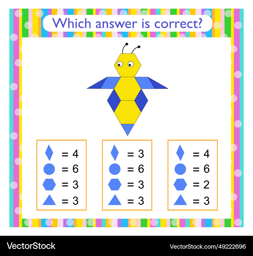Math activity for kids find the correct answer Vector Image