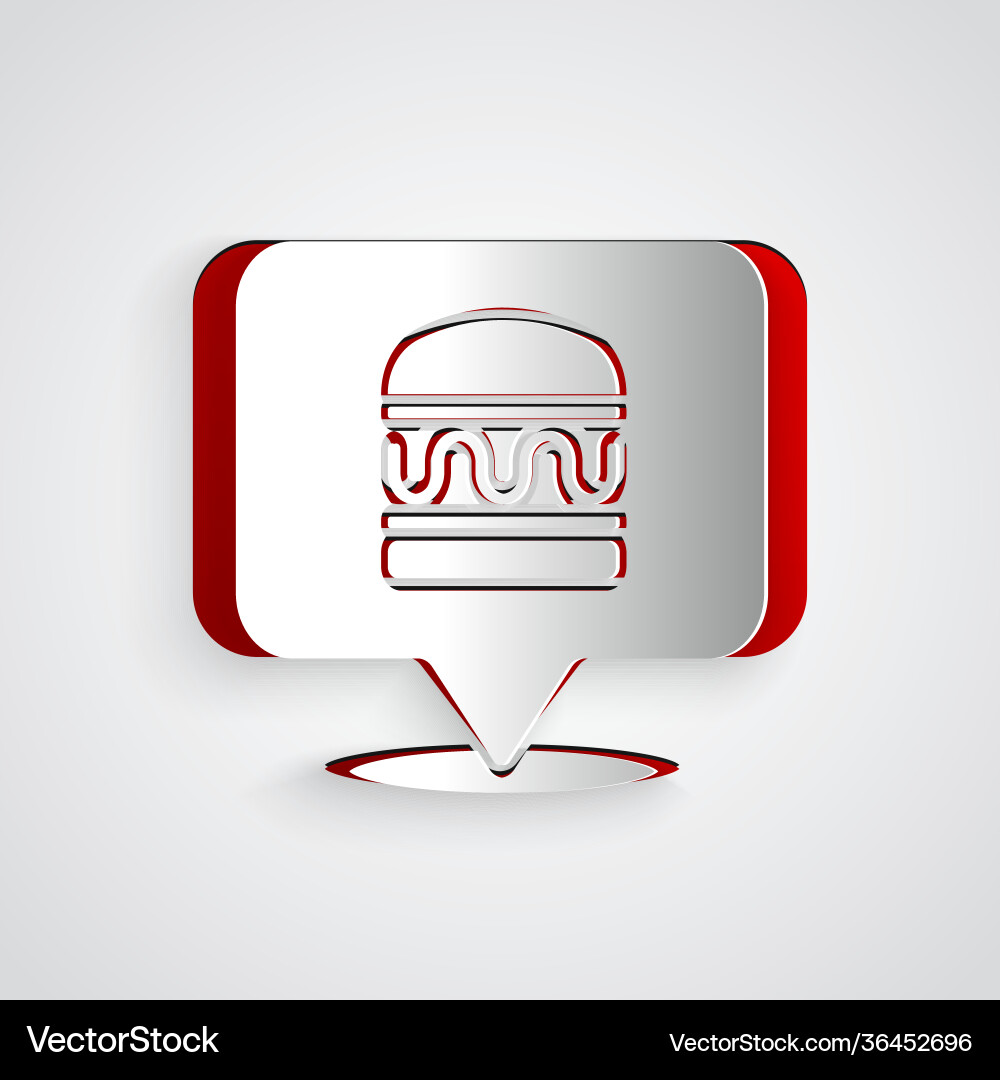 Paper cut online ordering and burger delivery icon