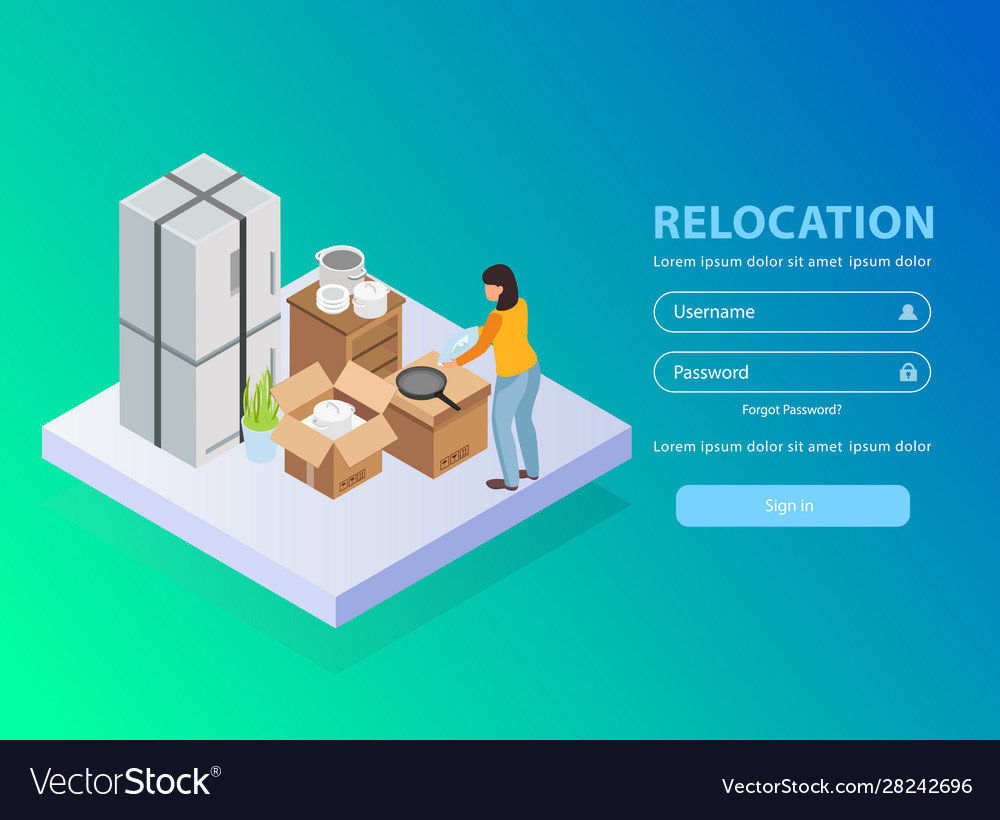 Relocation application background Royalty Free Vector Image