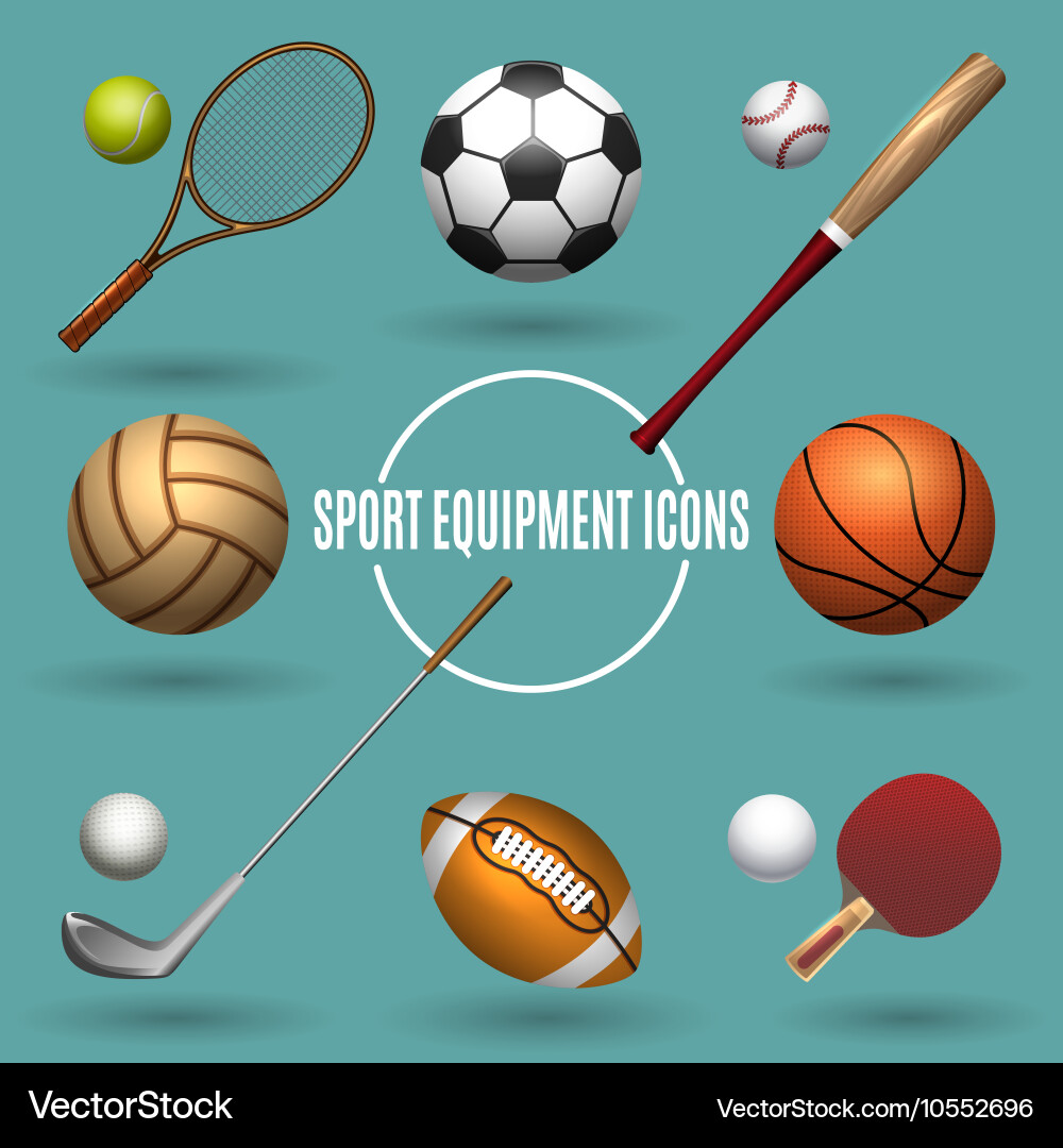 Sport equipment icons Royalty Free Vector Image