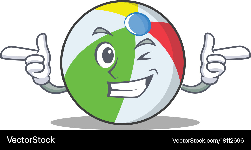 Wink ball character cartoon style Royalty Free Vector Image