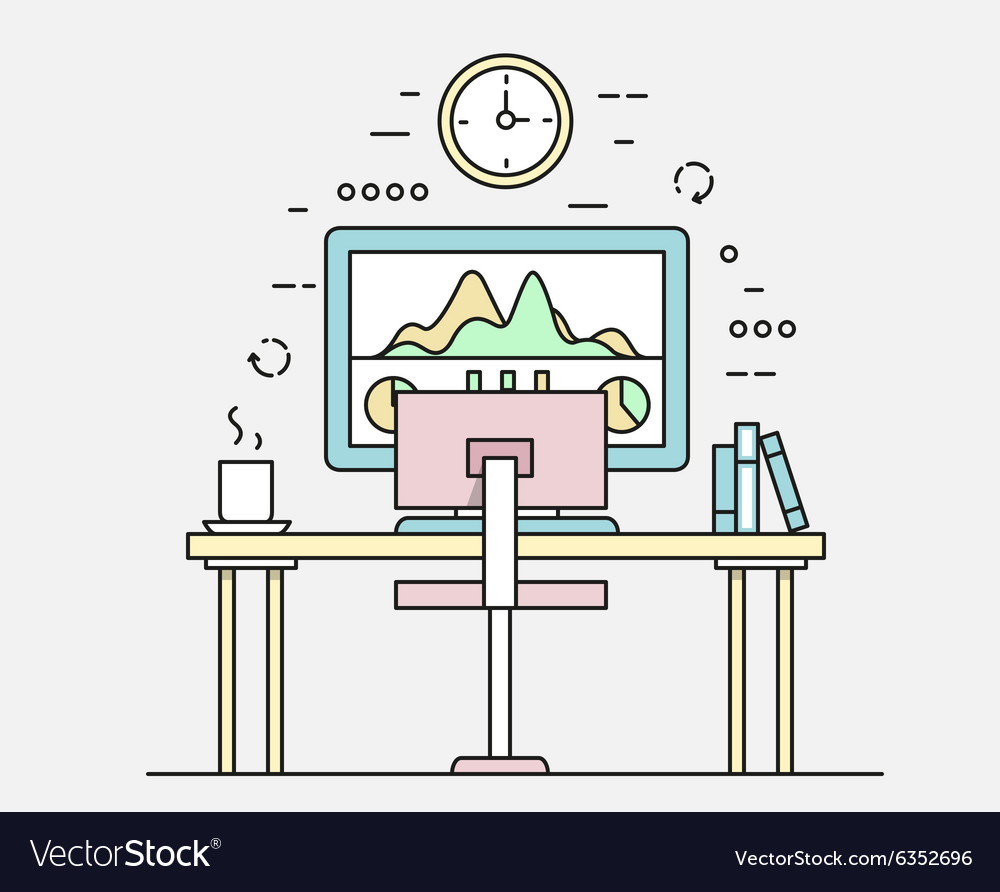 Workplace with desktop computer Royalty Free Vector Image