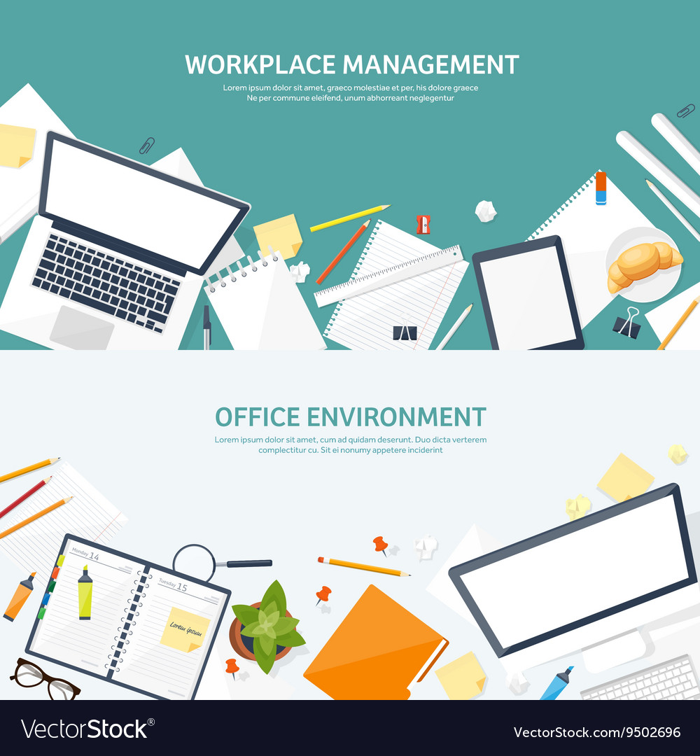 Workplace with table and computer computer Vector Image