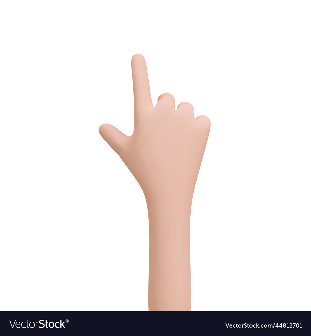 3d cartoon human hand with pointing up finger Vector Image