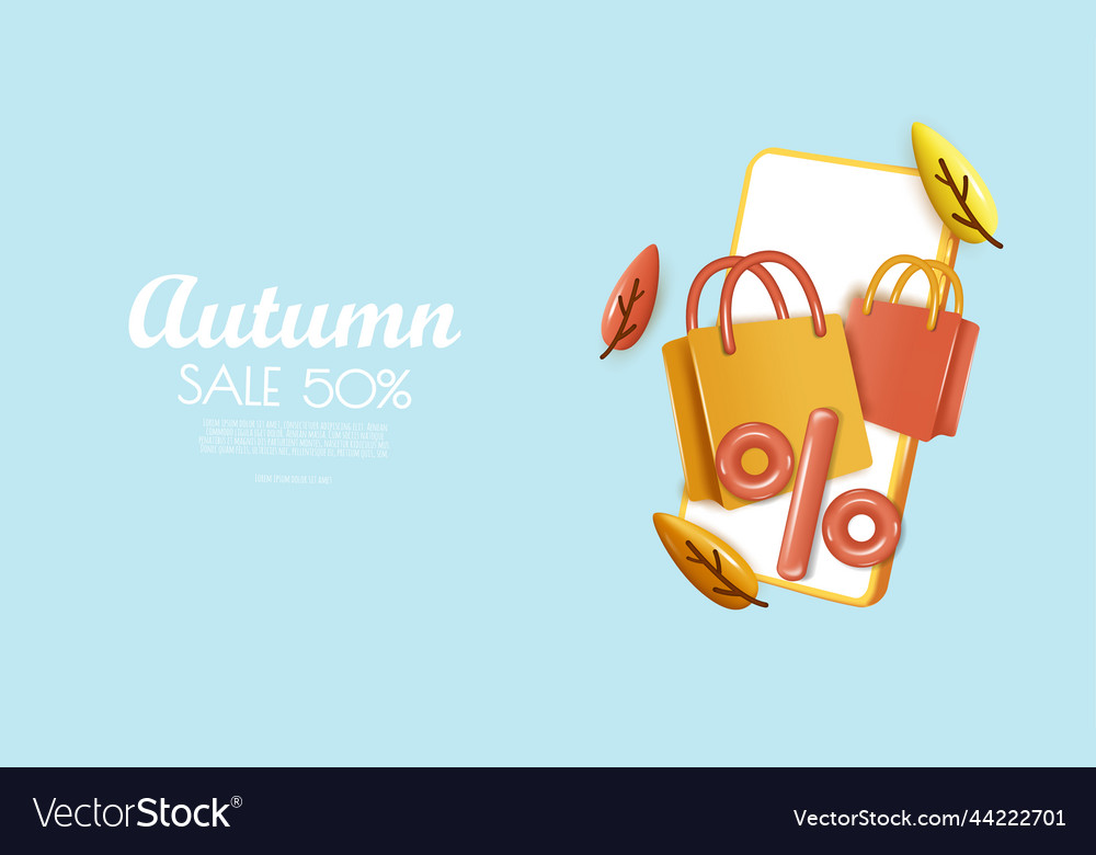 Autumn sale background with percent symbol orange Vector Image
