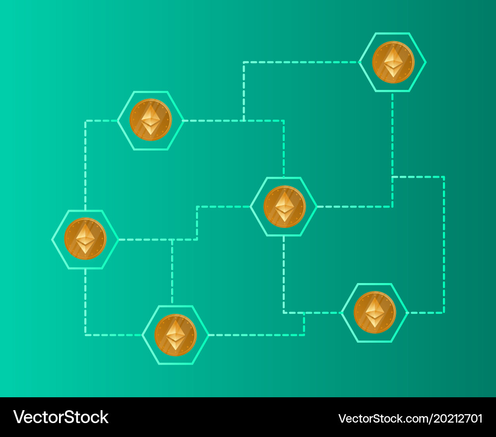 Blockchain ethereum cryptocurrency concept Vector Image
