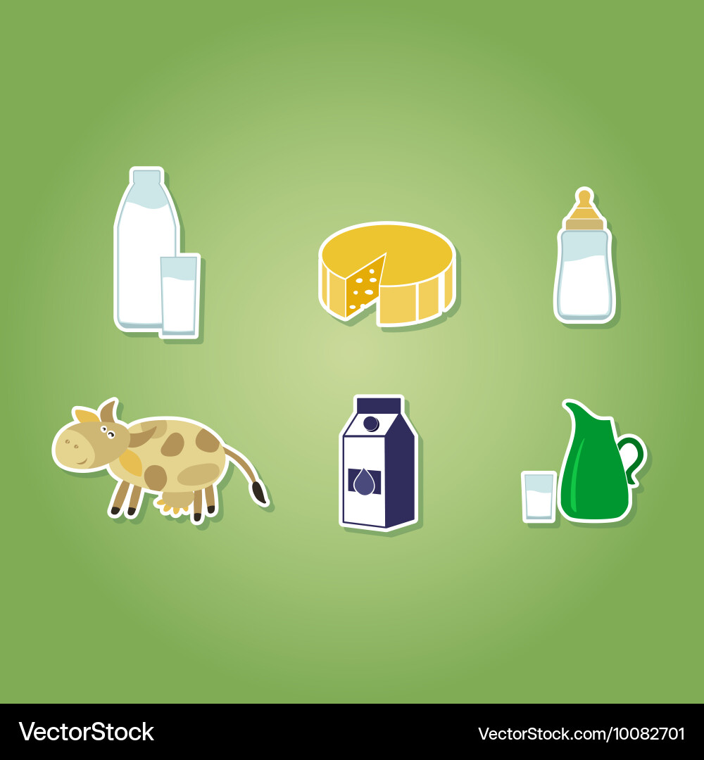 Color set with milk icons Royalty Free Vector Image