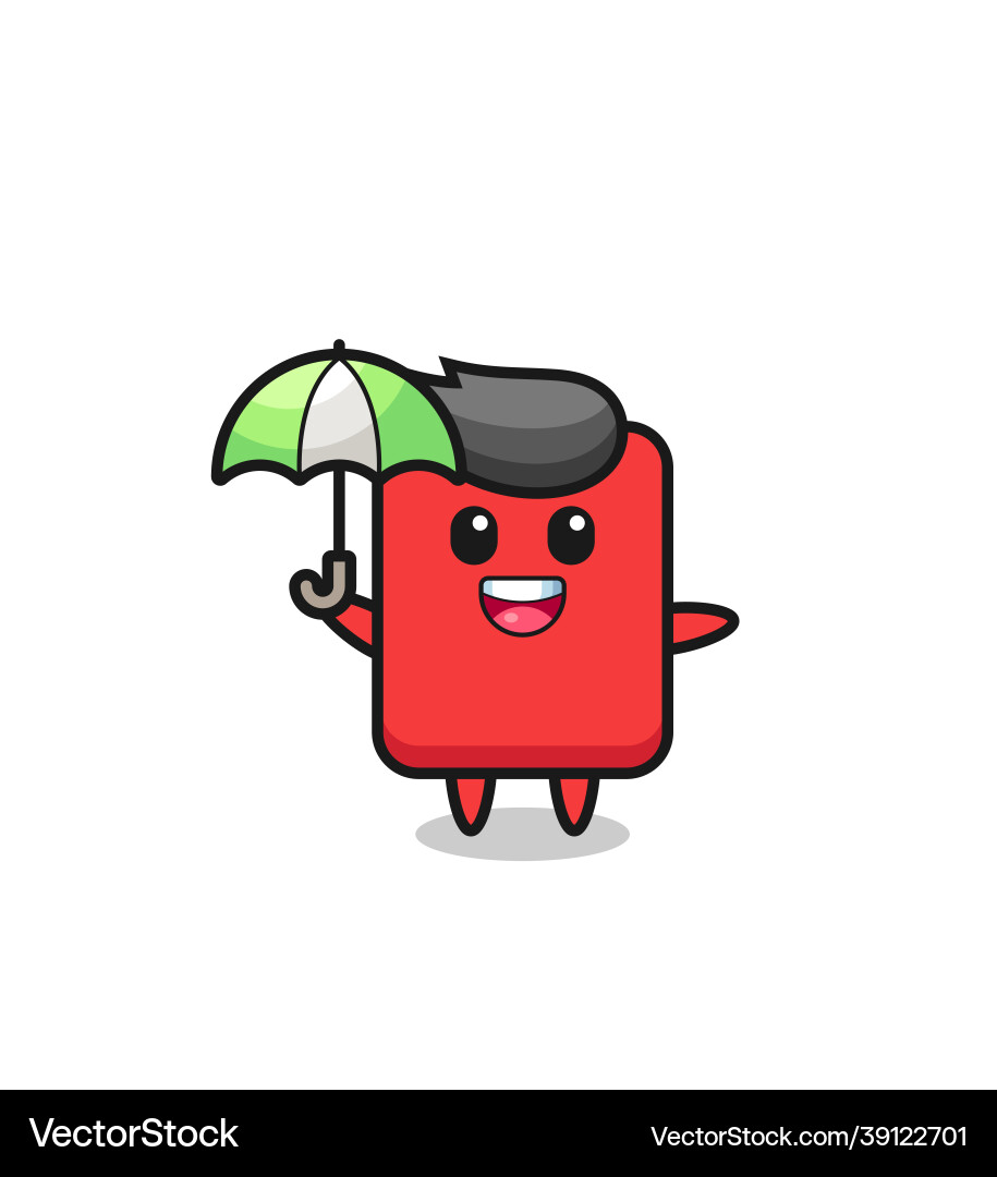 Cute red card holding an umbrella Royalty Free Vector Image
