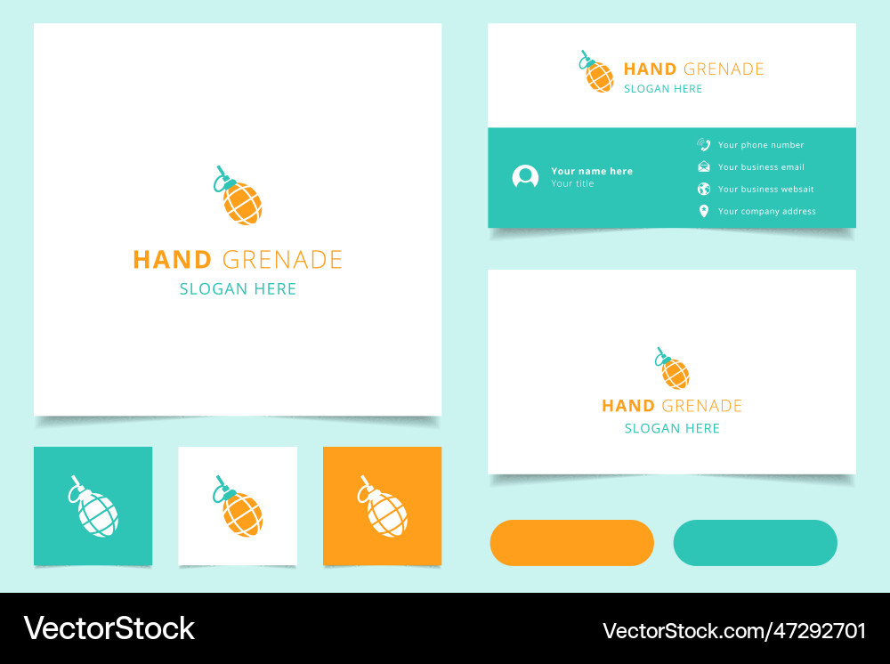 Hand grenade logo design with editable slogan Vector Image