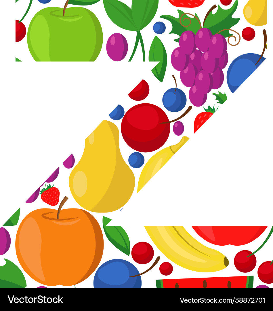 Letter z made ripe fruit an on theme Royalty Free Vector