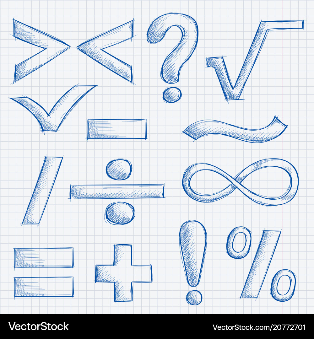 Mathematics and punctuation symbols hand drawn Vector Image