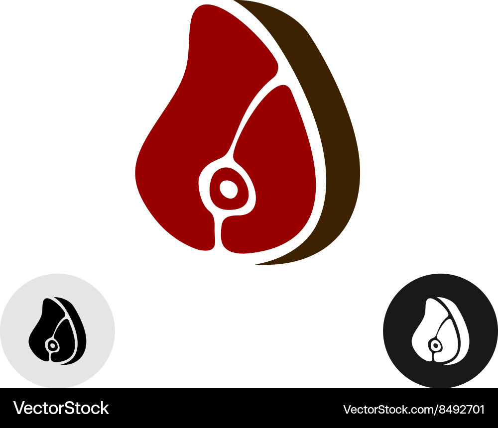 Meat slice logo simple icon color and black Vector Image