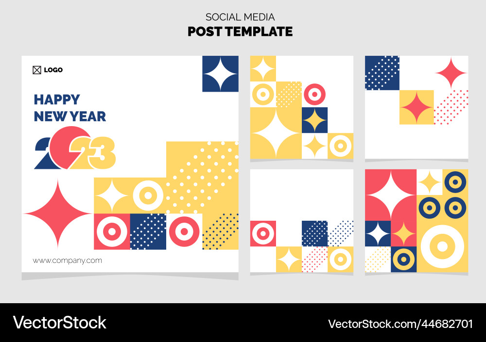 New year 2023 social media post pack design Vector Image