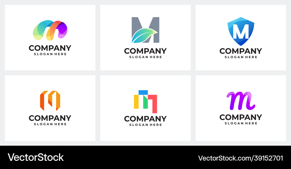 Set of letter m logo icon template Royalty Free Vector Image