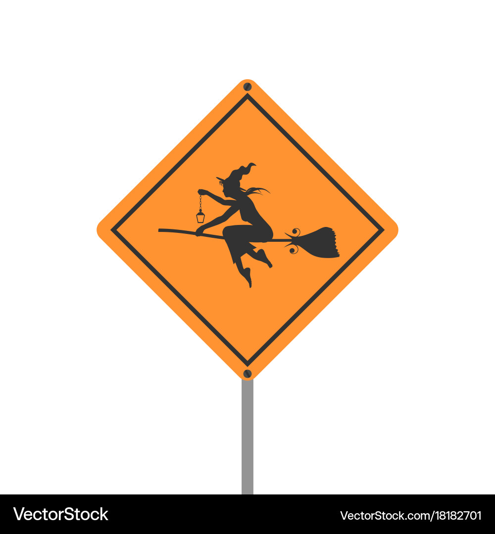 Yellow road sign halloween Royalty Free Vector Image