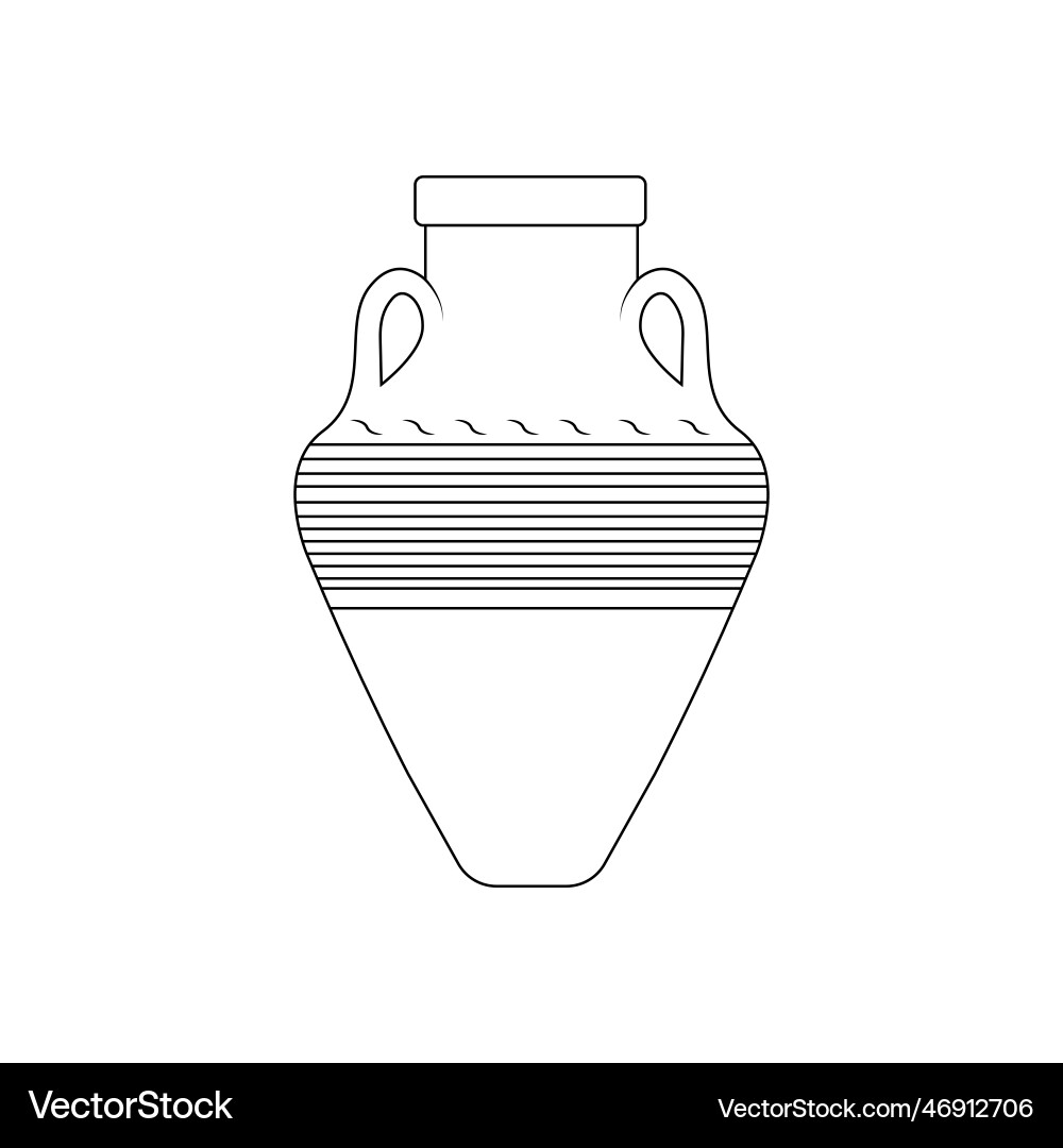 Clay jar outline icon on white background Vector Image