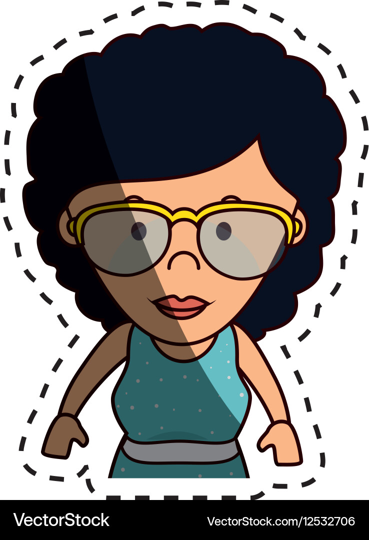 Cute woman character icon Royalty Free Vector Image