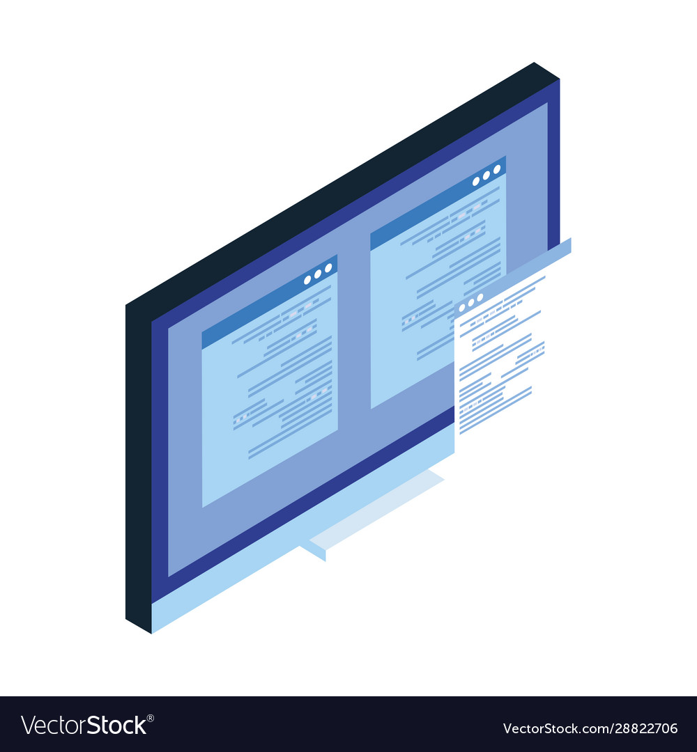 Desktop computer screen on white background Vector Image