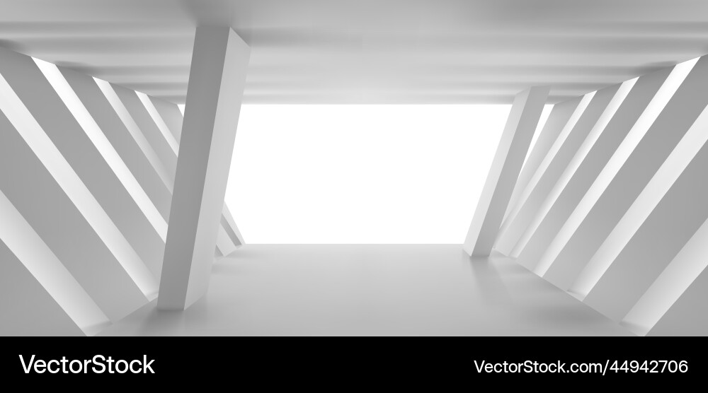 Empty corridor hall with inclined white walls Vector Image