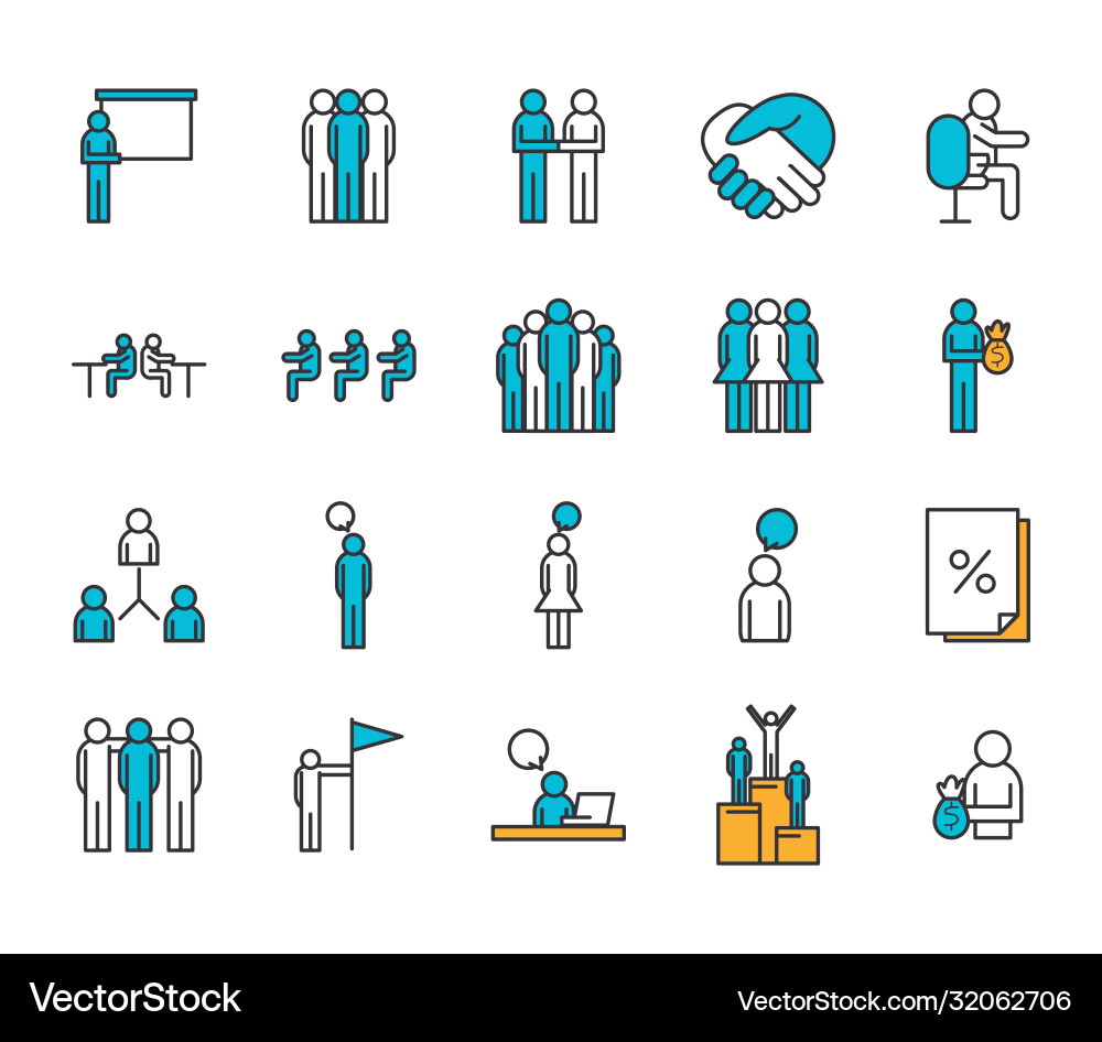 People line and fill style icon set design Vector Image