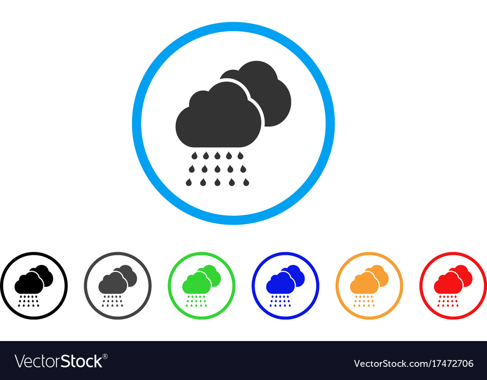 Rain clouds rounded icon Royalty Free Vector Image