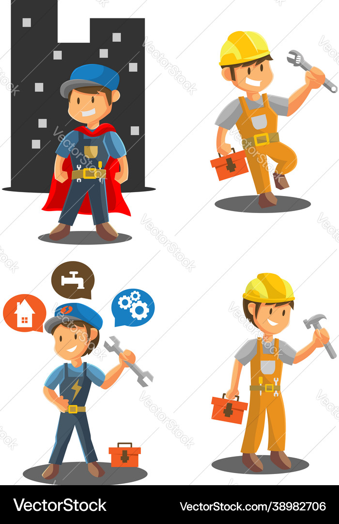 Repair man worker mechanic workshop emblem badge Vector Image