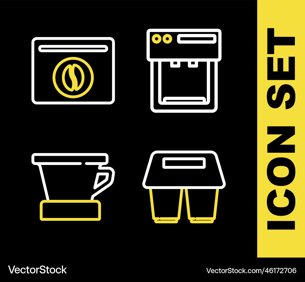 Set line coffee machine cup to go v60 coffee Vector Image