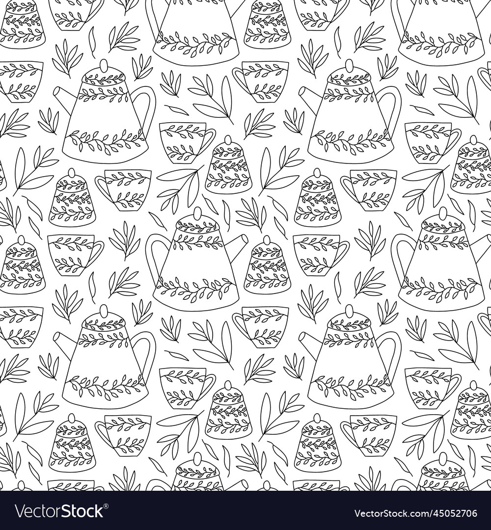 Tea collection pattern Royalty Free Vector Image