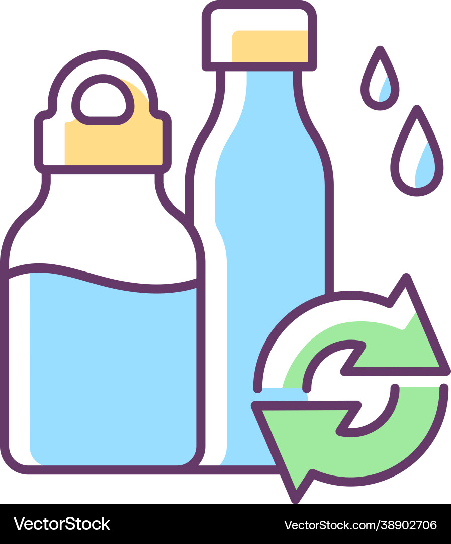 Water bottles refill rgb color icon Royalty Free Vector