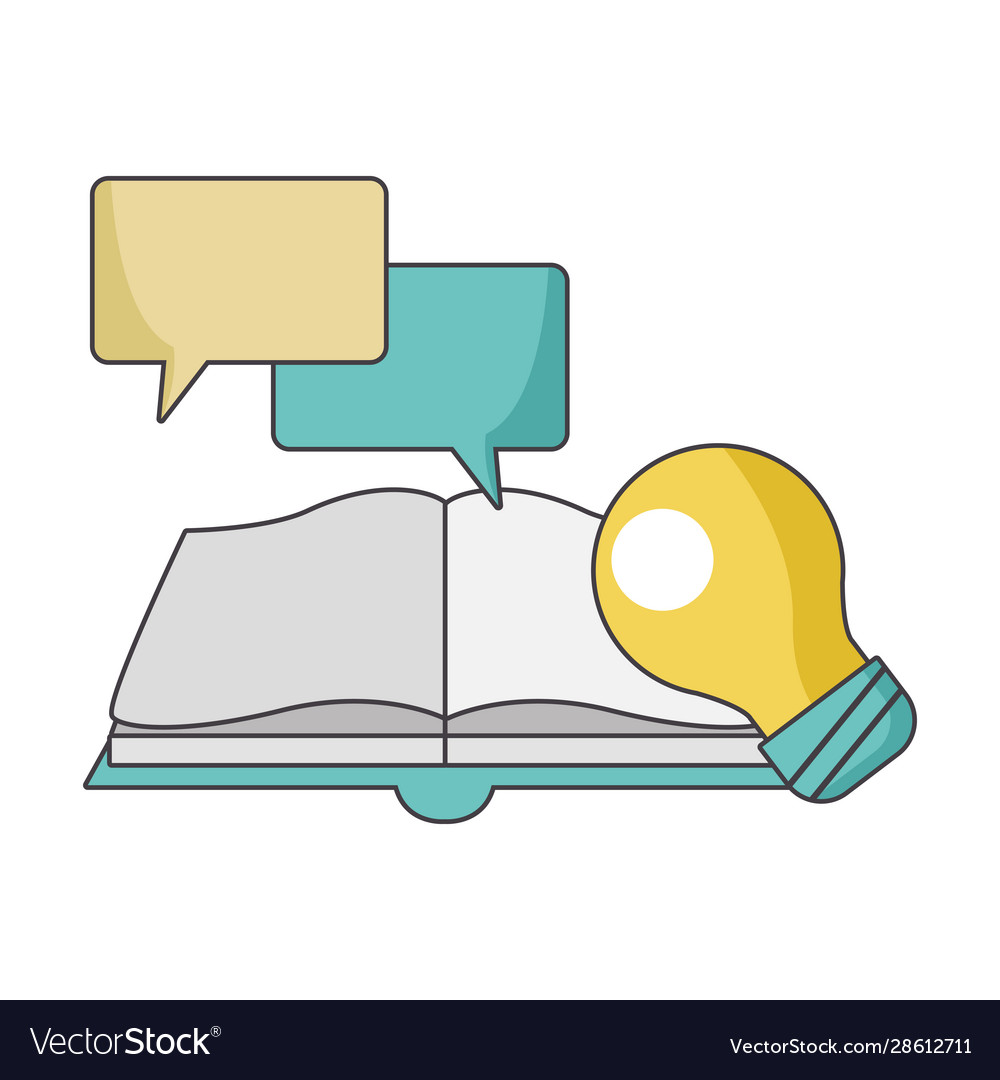 Book light bulb and speech bubbles colorful Vector Image